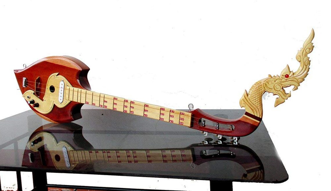 Isarn Acoustic Electric Phin 3 Strings, Thai Lao Guitar Musical ...