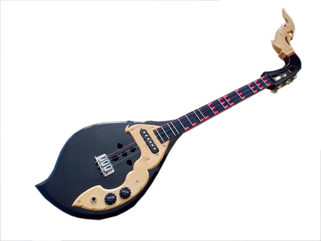 Isarn Acoustic Electric Phin 3 Strings, Thai Lao Guitar Musical ...