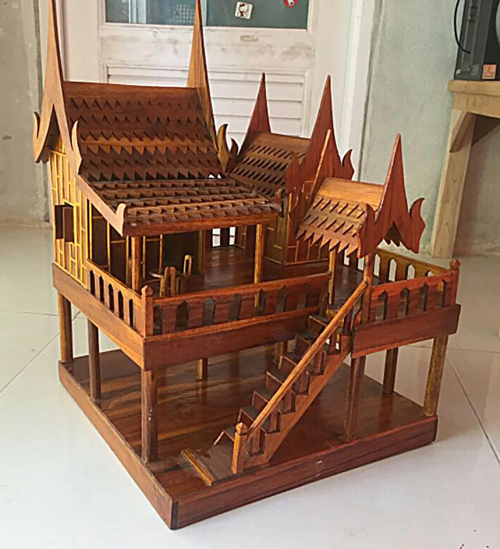 Handcrafted Thai House Model in Teak Wood, Traditional Thai ...