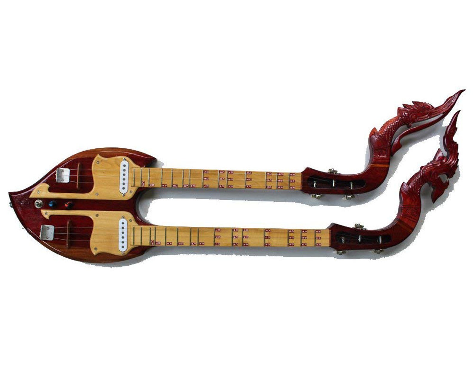Isarn Electric Phin 3 Strings 2 Necks, Thai Lao Guitar Musical ...