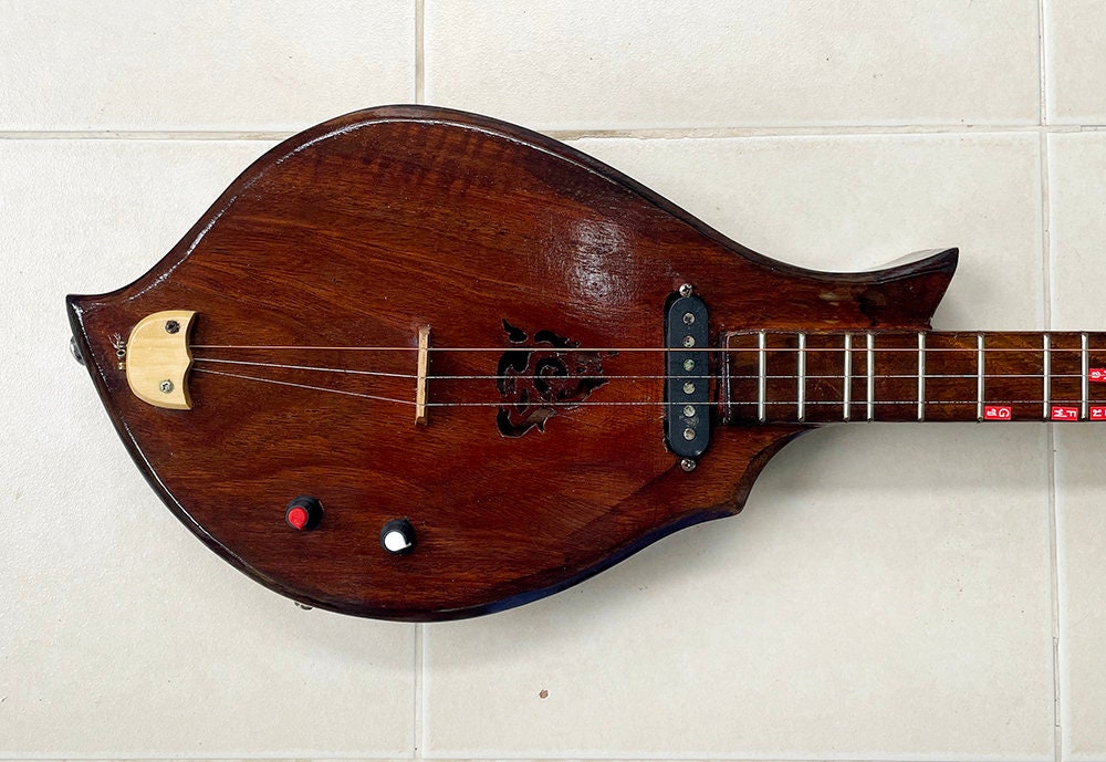 Isarn Acoustic Electric Phin 3 Strings, Thai Lao Guitar Musical ...