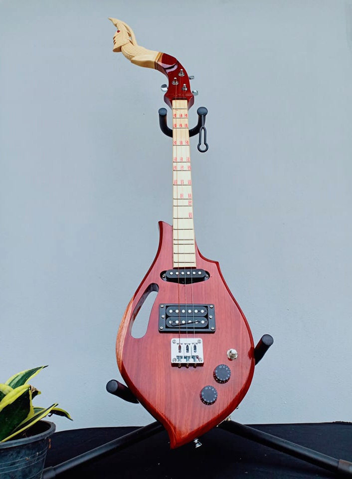 Isarn Electric Phin 3 Strings, Thai Lao Guitar Musical Instrument ...