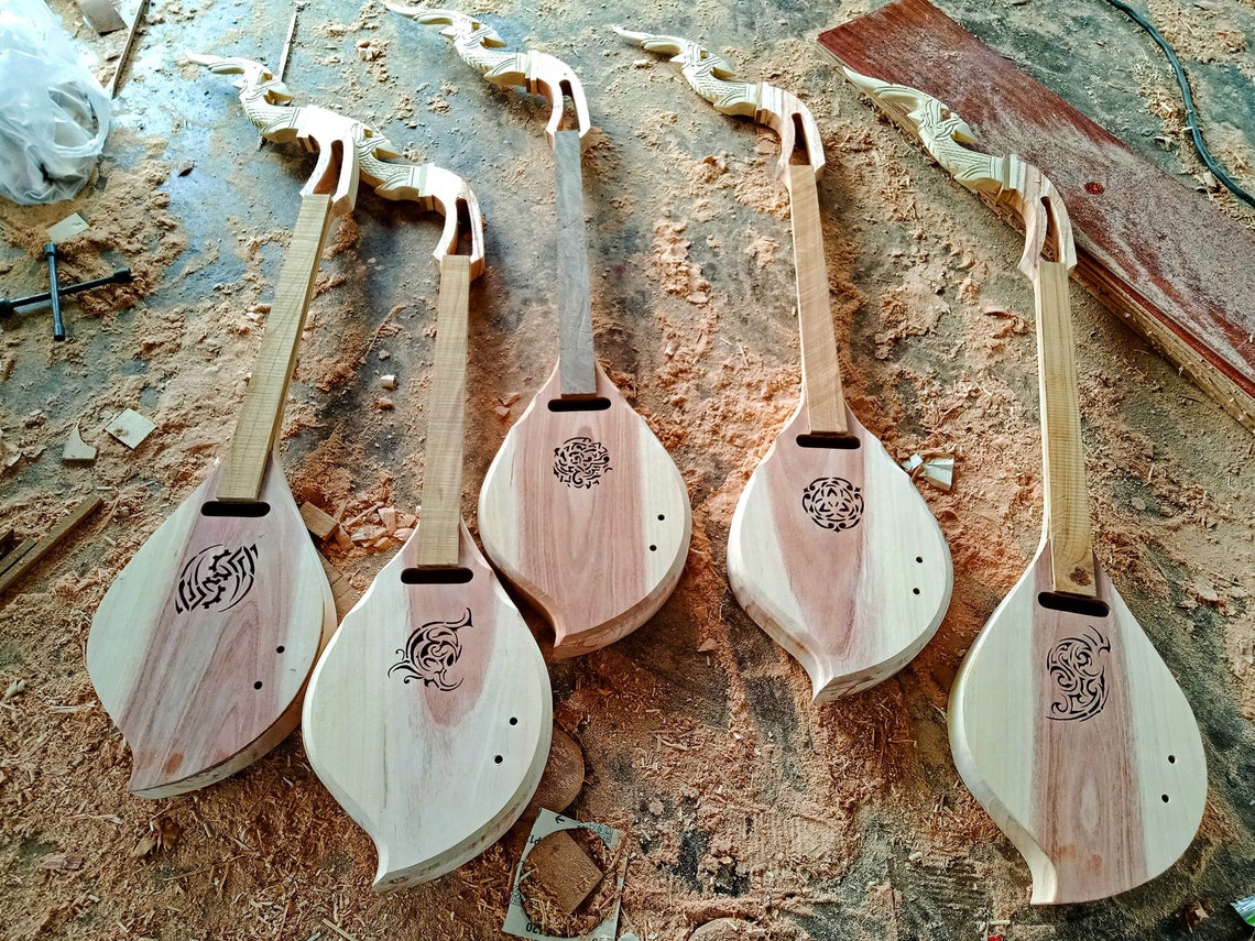 Isarn Acoustic Electric Phin 3 Strings, Thai Lao Guitar Musical ...