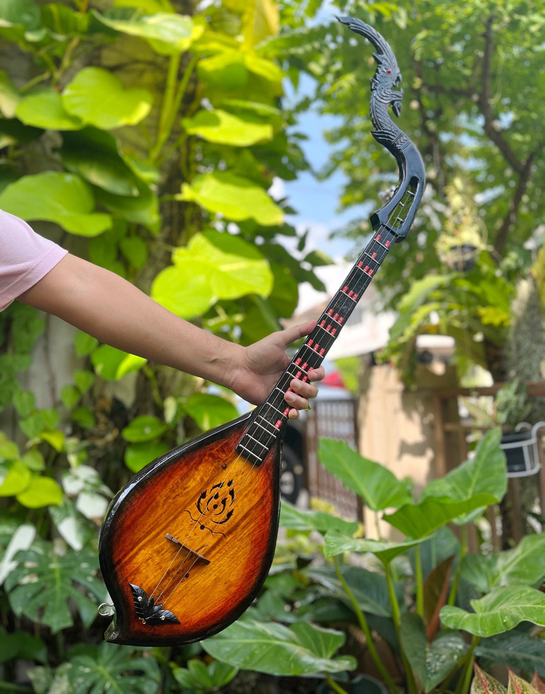 Thai Isan Phin Mandolin Folk Phin Guitar, Laos Acoustic 3 String Asian ...