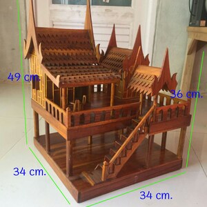 Handcrafted Thai House Model in Teak Wood, Traditional Thai ...