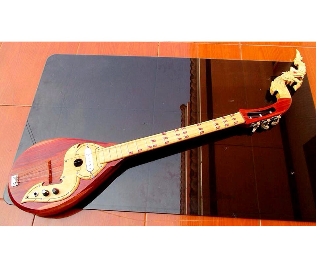 Isarn Acoustic Electric Phin 3 Strings, Thai Lao Guitar Musical ...