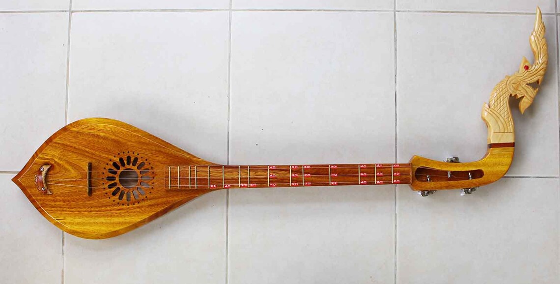 Isarn Acoustic Phin 3 Strings, Thai Lao Guitar Musical Instrument ...