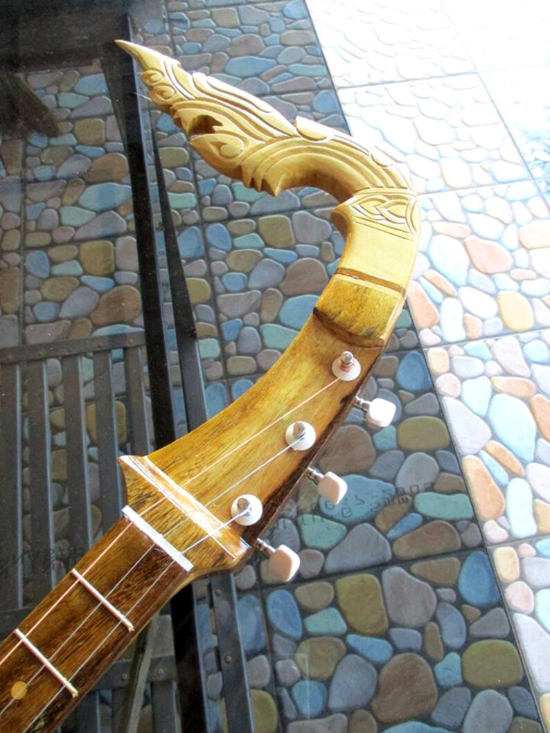 Isarn Acoustic Electric Phin 3 Strings, Thai Lao Guitar Musical ...