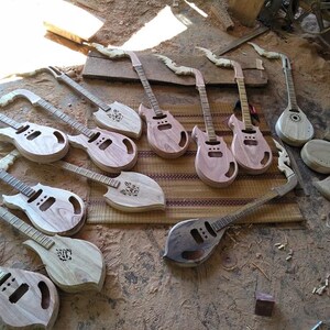 Isarn Acoustic Electric Phin 3 Strings, Thai Lao Guitar Musical ...