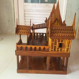 Handcrafted Thai House Model in Teak Wood, Traditional Thai ...