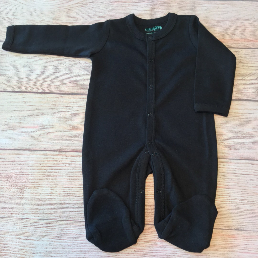 Solid Black Sleeper Blank, Infant Footed Pajamas - Baby Embroidery ...