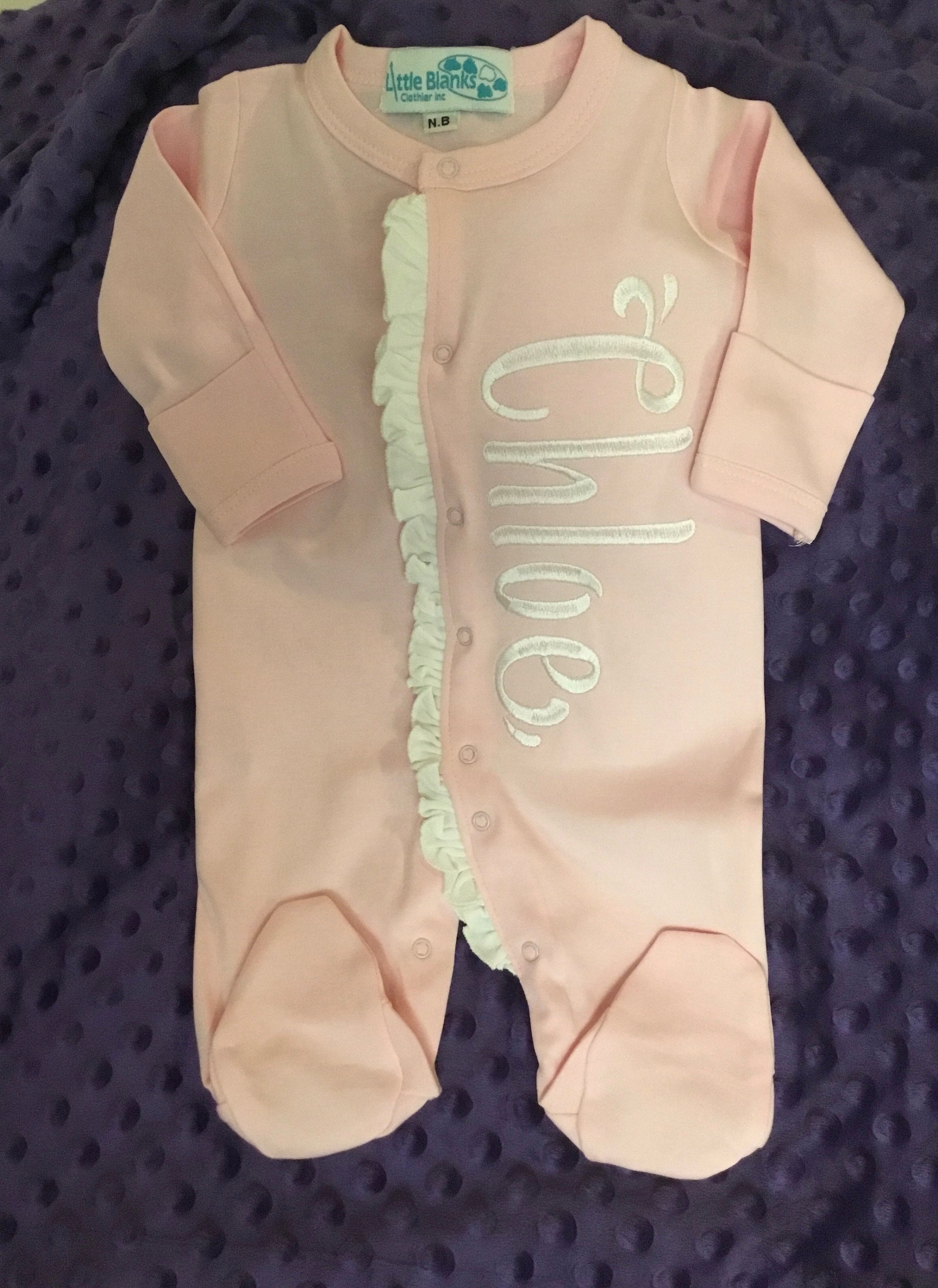 Pink & White Girls Ruffled Sleeper Infant Pajamas Baby | Etsy