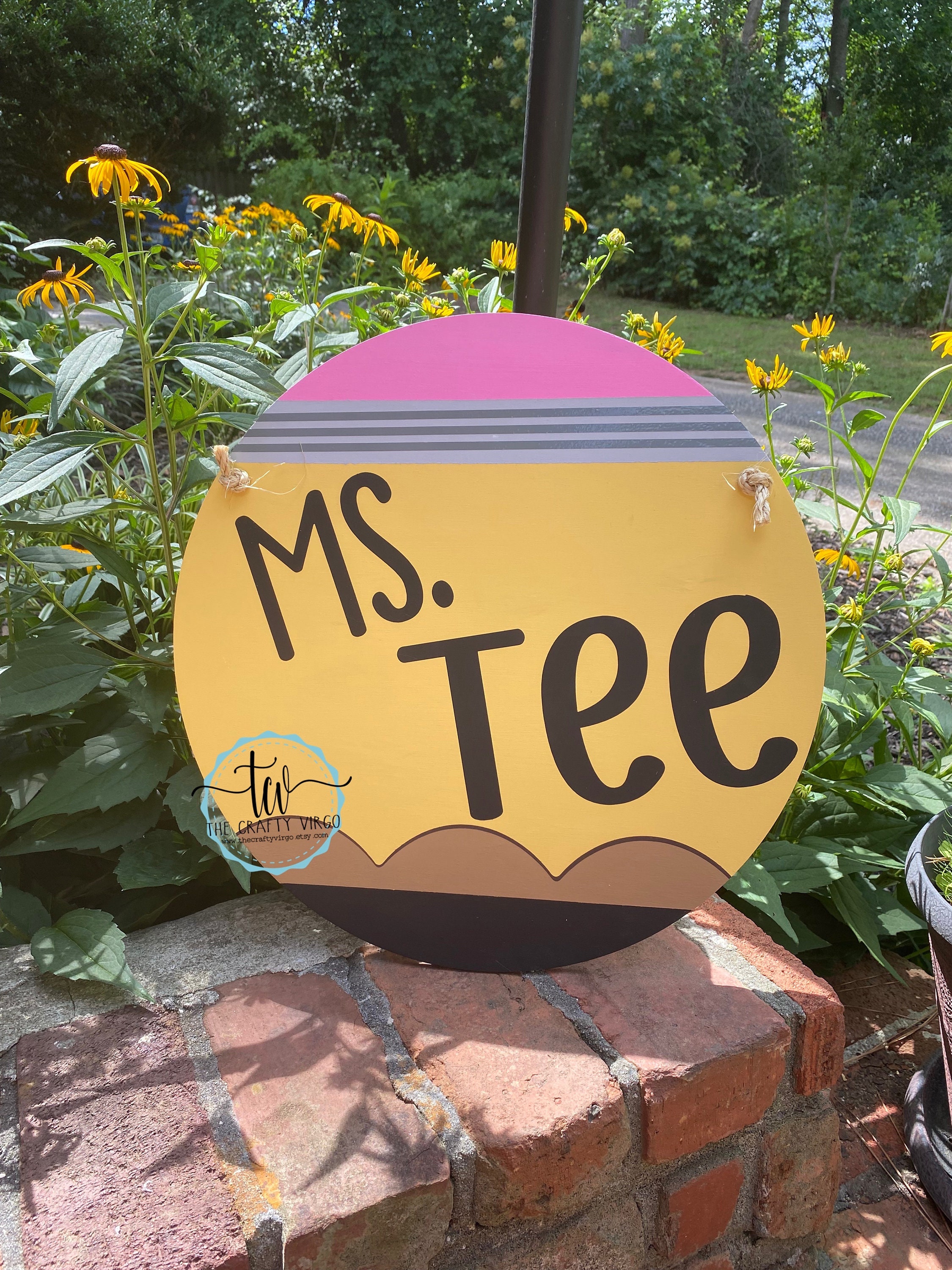 Personalized Back to School Classroom Door Wood Sign/ Customized Pencil ...