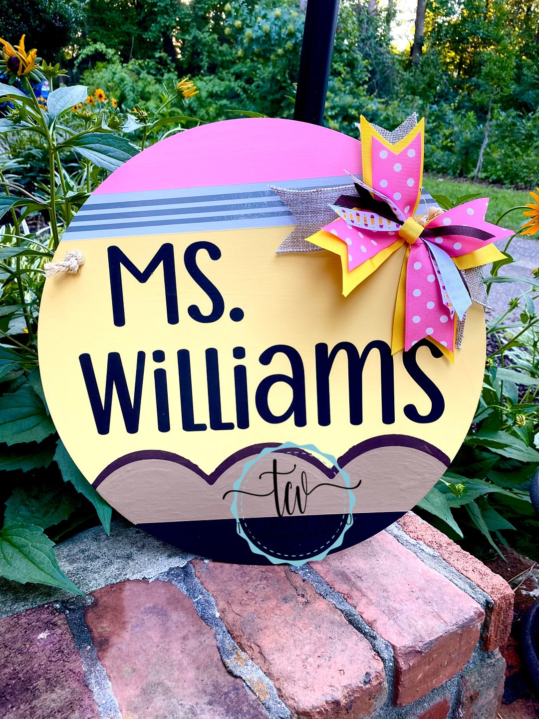 Personalized Back to School Classroom Door Wood Sign/ Customized Pencil ...