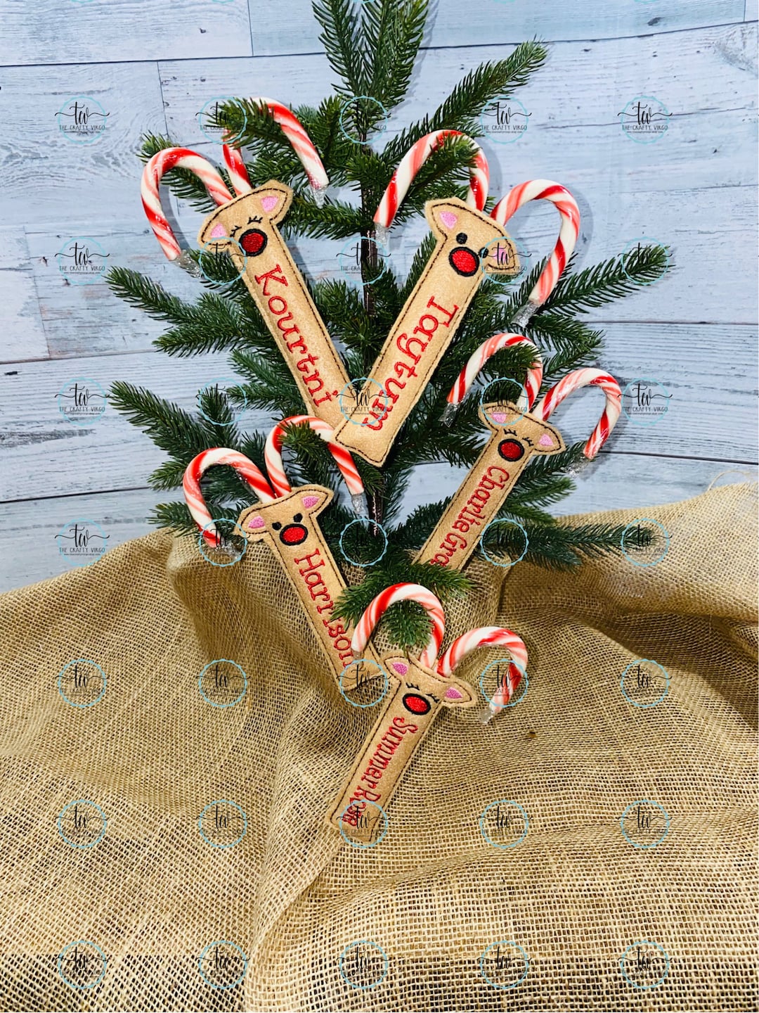 Reindeer Candy Cane Holder/ Class Gift/ Personalized Candy Cane Holder ...