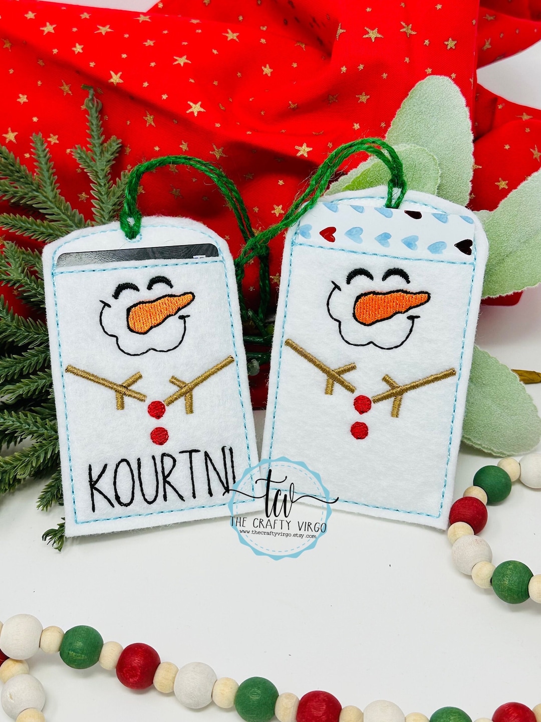 Personalized Snowman Christmas Gift Card Holder/custom Embroidered Gift ...