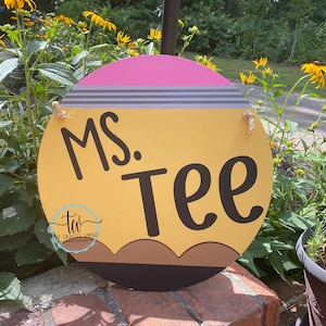 Personalized Back to School Classroom Door Wood Sign/ Customized Pencil ...