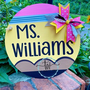 Personalized Back to School Classroom Door Wood Sign/ Customized Pencil ...