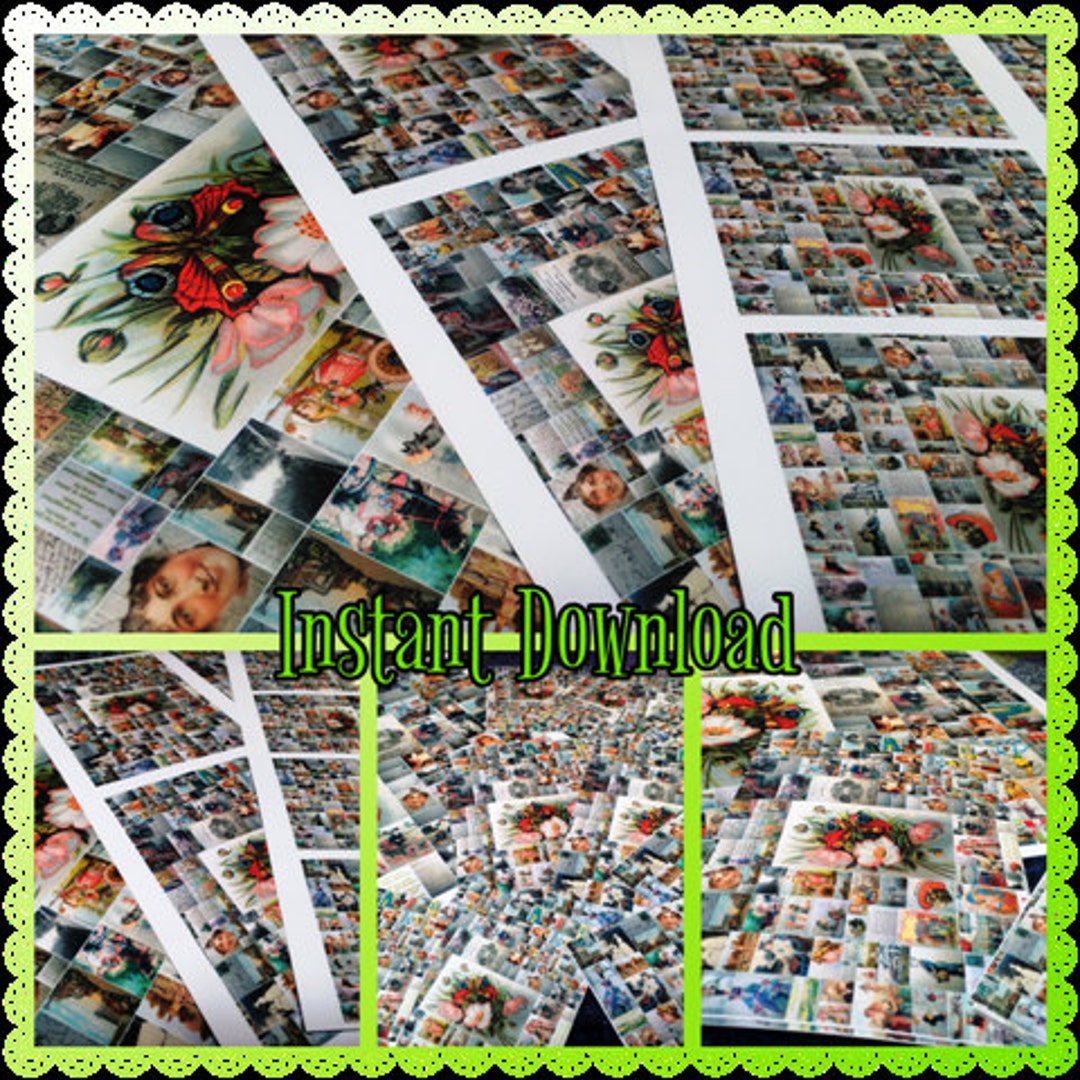 Instant Download Antique Postcard Collage in 3 Sizes Printable ATC ...
