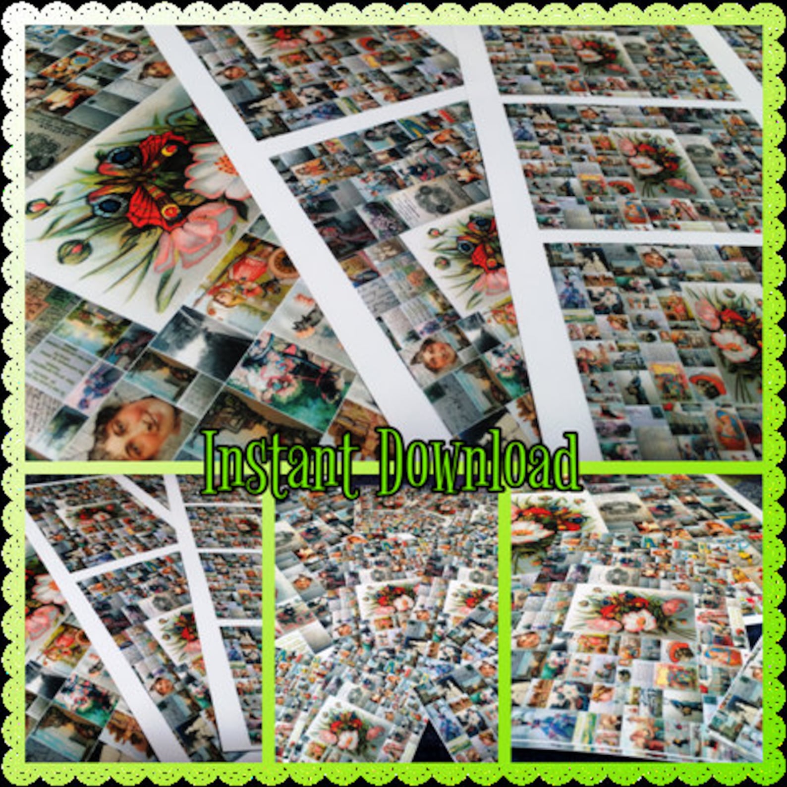 Instant Download Antique Postcard Collage in 3 Sizes Printable ATC ...