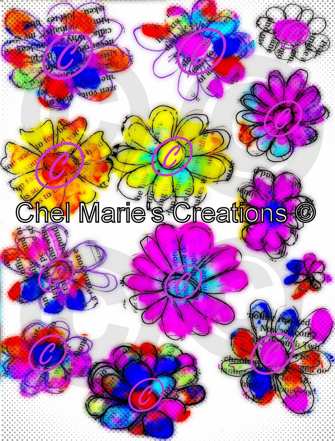 Hand Made Mixed Media Spring Flowers Digital Download - Etsy