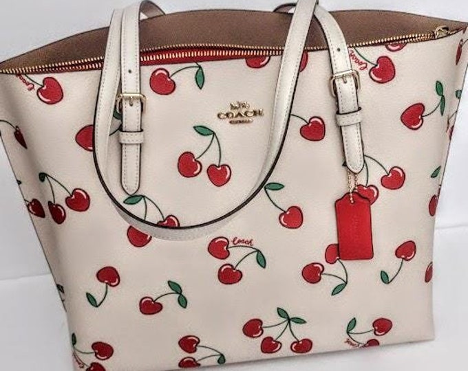 Authentic COACH Cherry Pebble Leather Large Tote Bag Handbag 17"x11" - Etsy