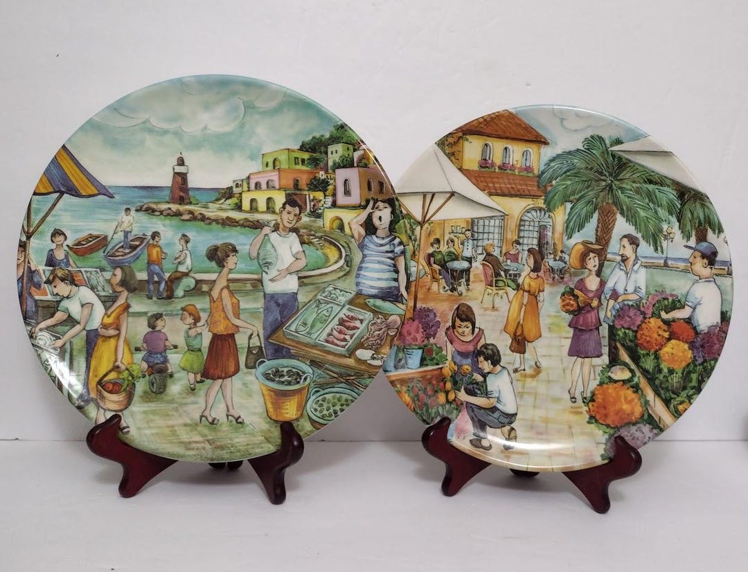 ONE Plate Pietro Brunelli Italy MARKET Scene Dinner Plate 11 " - Etsy