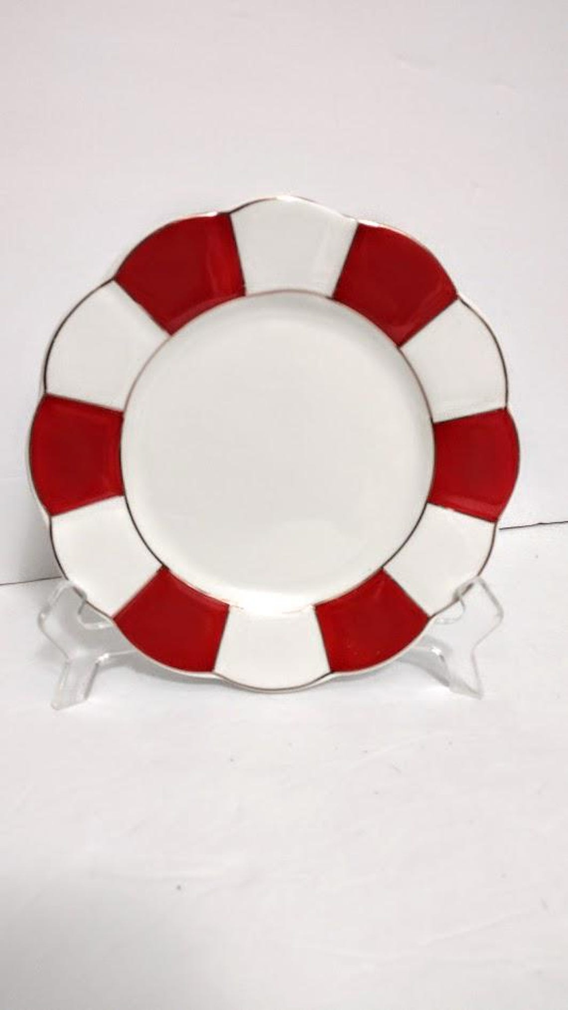 ONE Plate+napkin Red White Stripes Christmas Valentine's Day Dinner ...