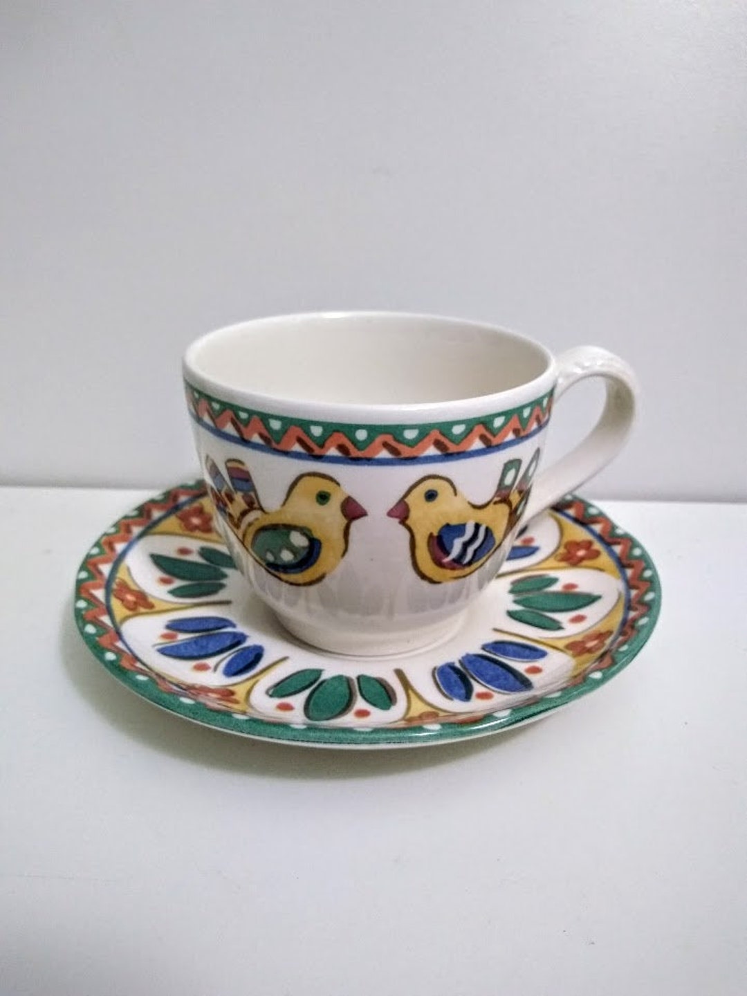 Farmhouse Cottage RARE FRANCISCAN Sierra Chicken Bird Cup Saucer SET ...