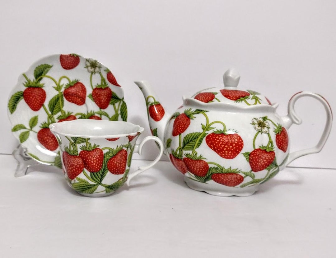 Strawberry Kent Pottery Teapot or Cup Saucer Set - Etsy