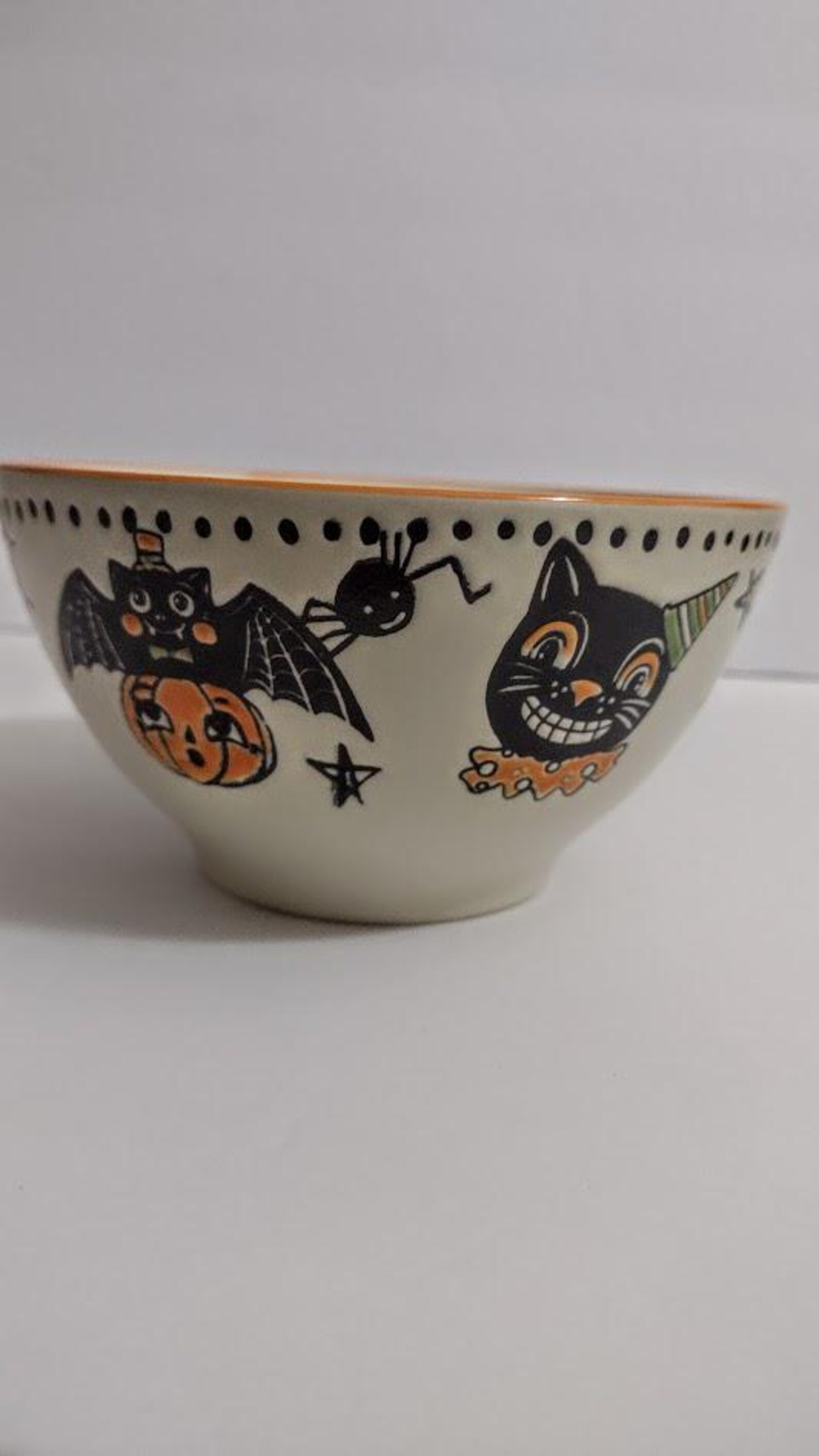 One Bowl HALLOWEEN BOO Pumpkin Cat Bat Spiders Webs Cereal Oatmeal ...
