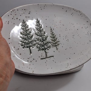 ONE PLATE Embossed Christmas Pine Trees Winter Gold Snow TRANQUILITY ...