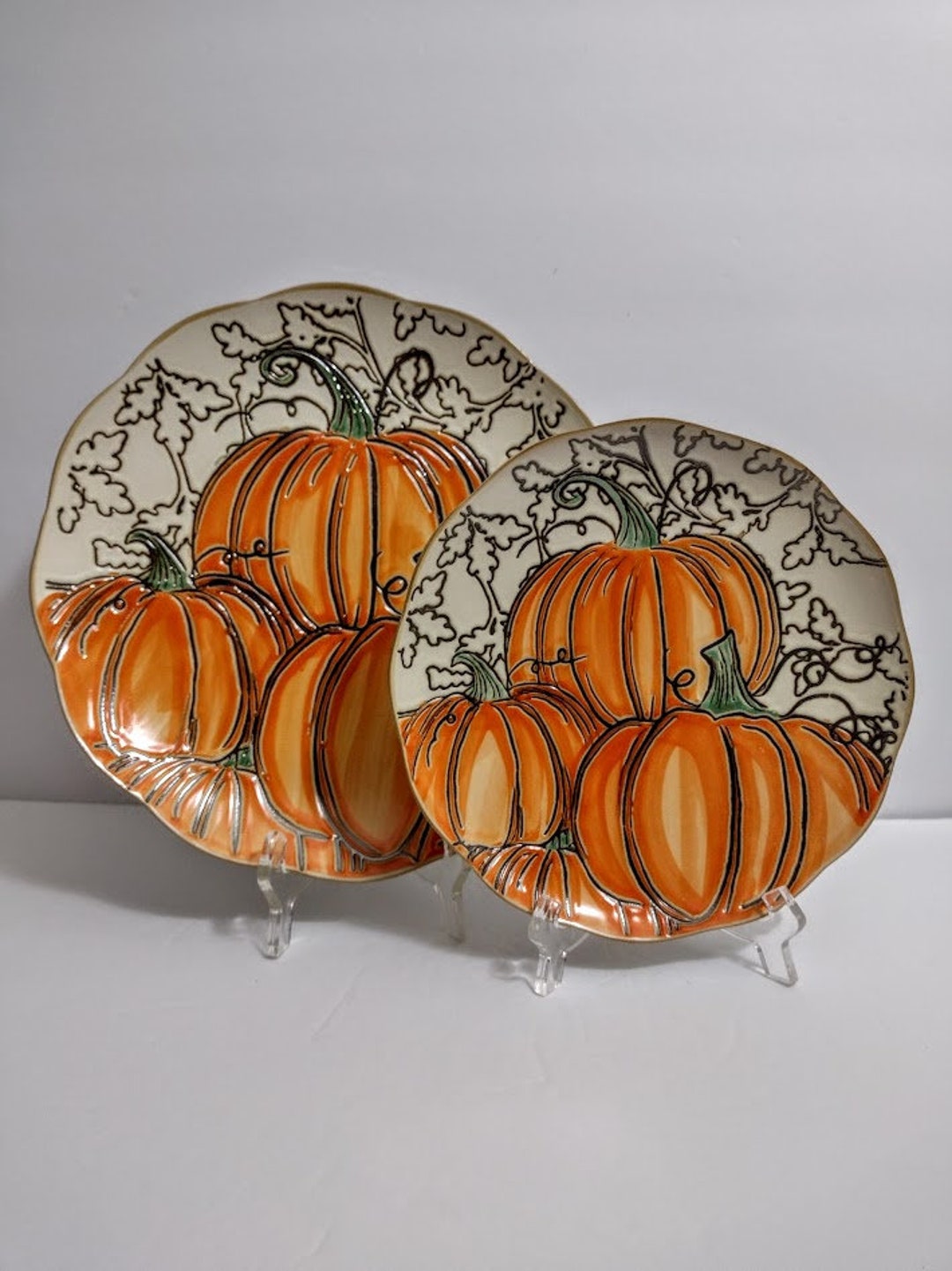 One Plate EMBOSSED Thanksgiving Autumn Harvest Pumpkin Dinner Plate 10. ...