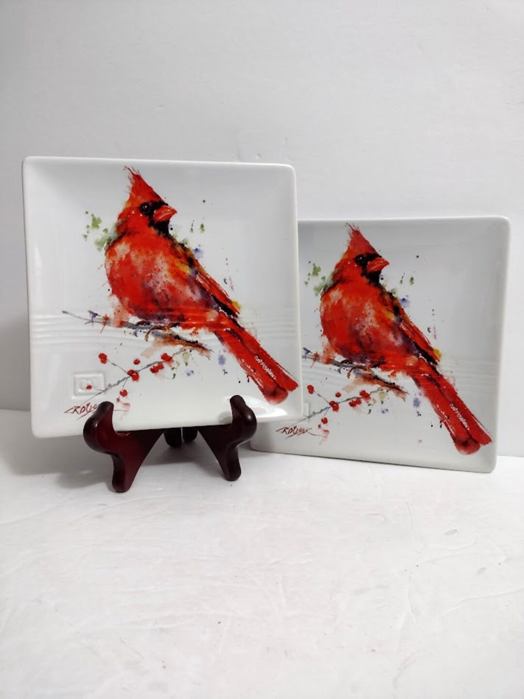 One Plate Christmas CARDINAL Red Bird Side Bread Butter Dessert ...