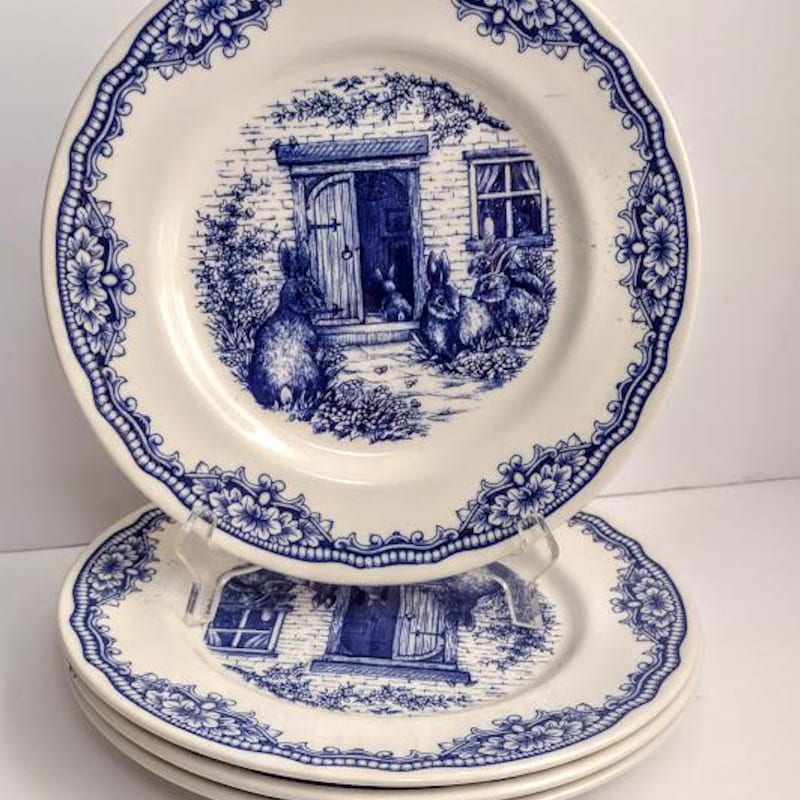 Vintage Plate With Bunny - Etsy