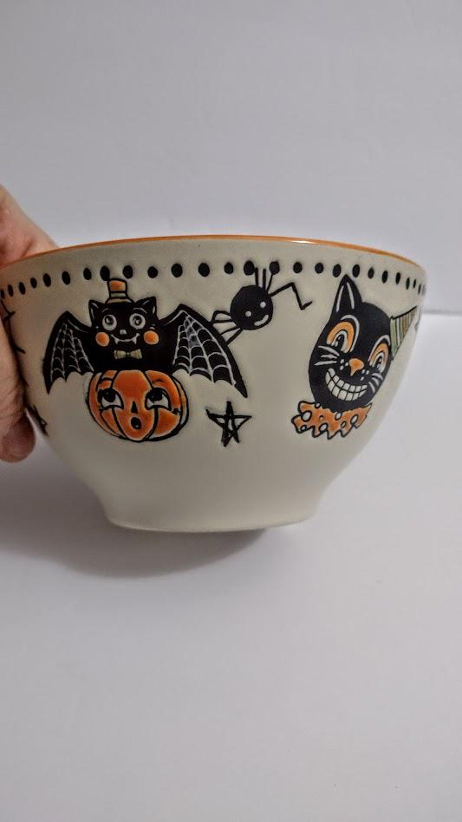 One Bowl HALLOWEEN BOO Pumpkin Cat Bat Spiders Webs Cereal Oatmeal ...