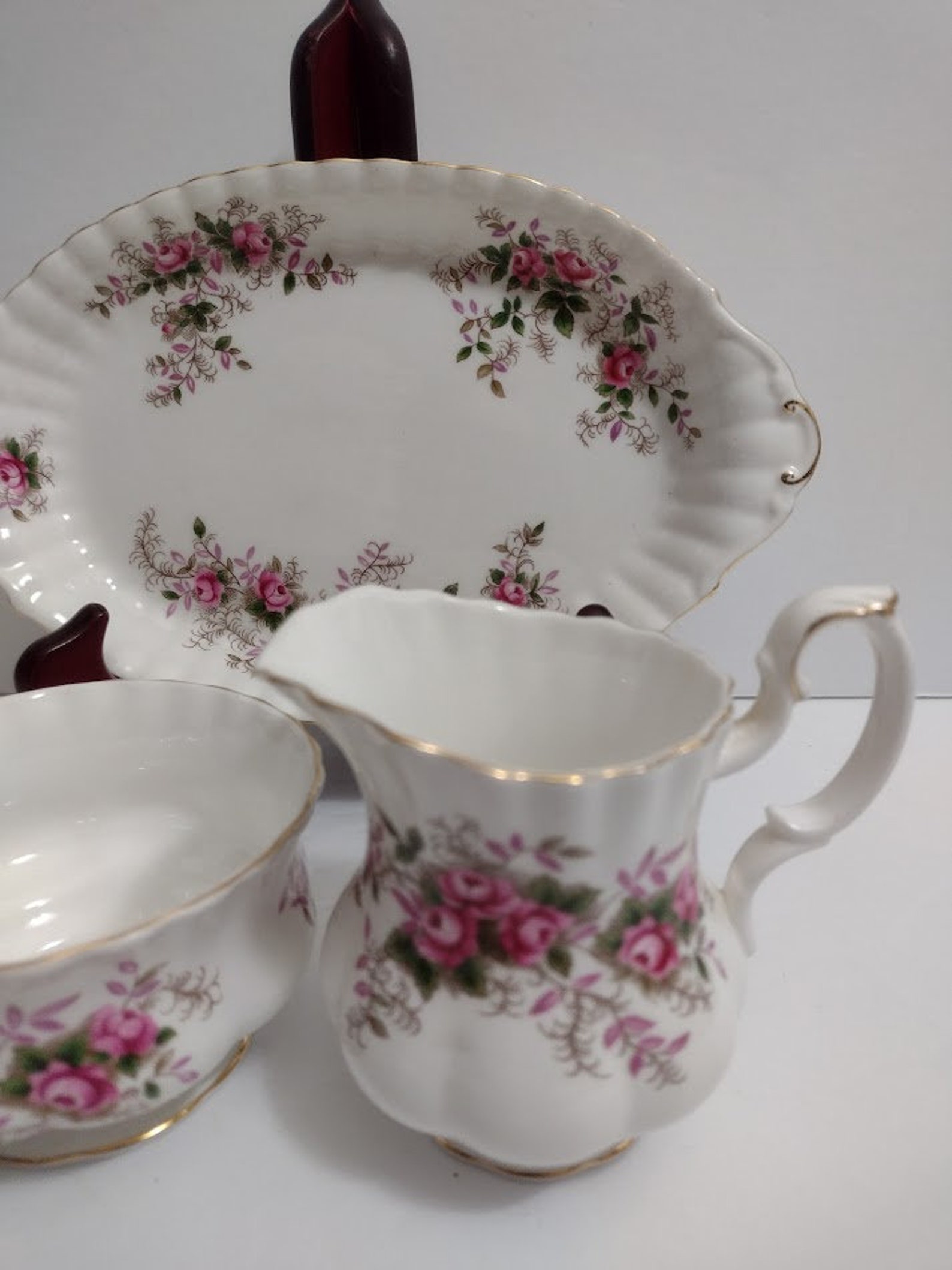 ROYAL ALBERT Lavender Rose Serving Oval Plate Platter Tray 8.5 X 5.25 ...