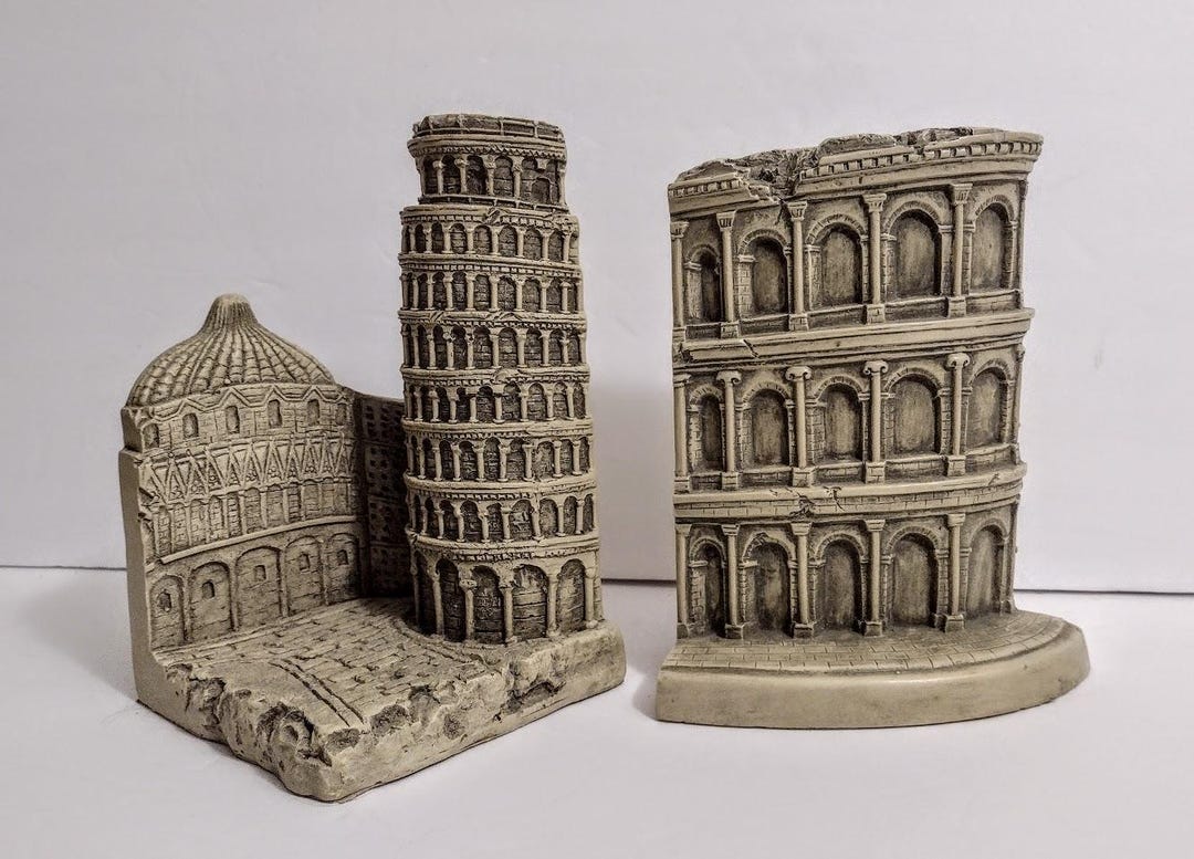 TMS Pisa Tower Rome or Coliseum Bookend - Etsy