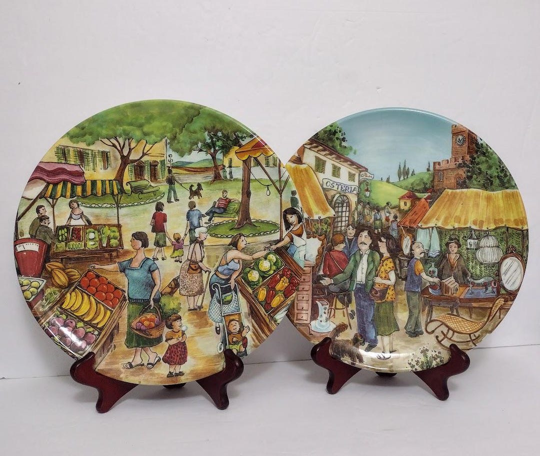ONE Plate Pietro Brunelli Italy MARKET Scene Dinner Plate 11 " - Etsy