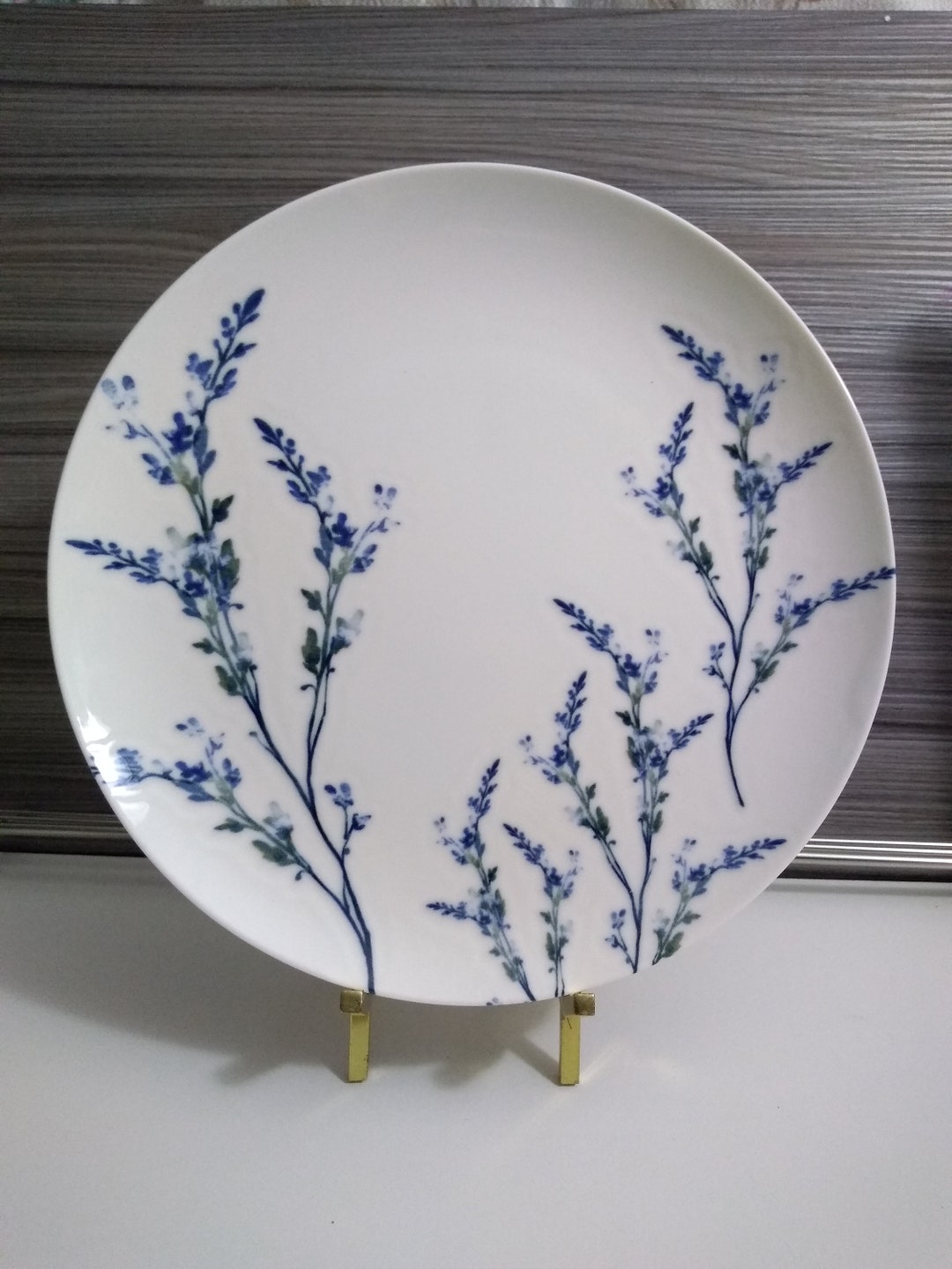 One Plate+napkin Intesa Home Blue Embossed WILDFLOWERS Dinner Plate 10. ...