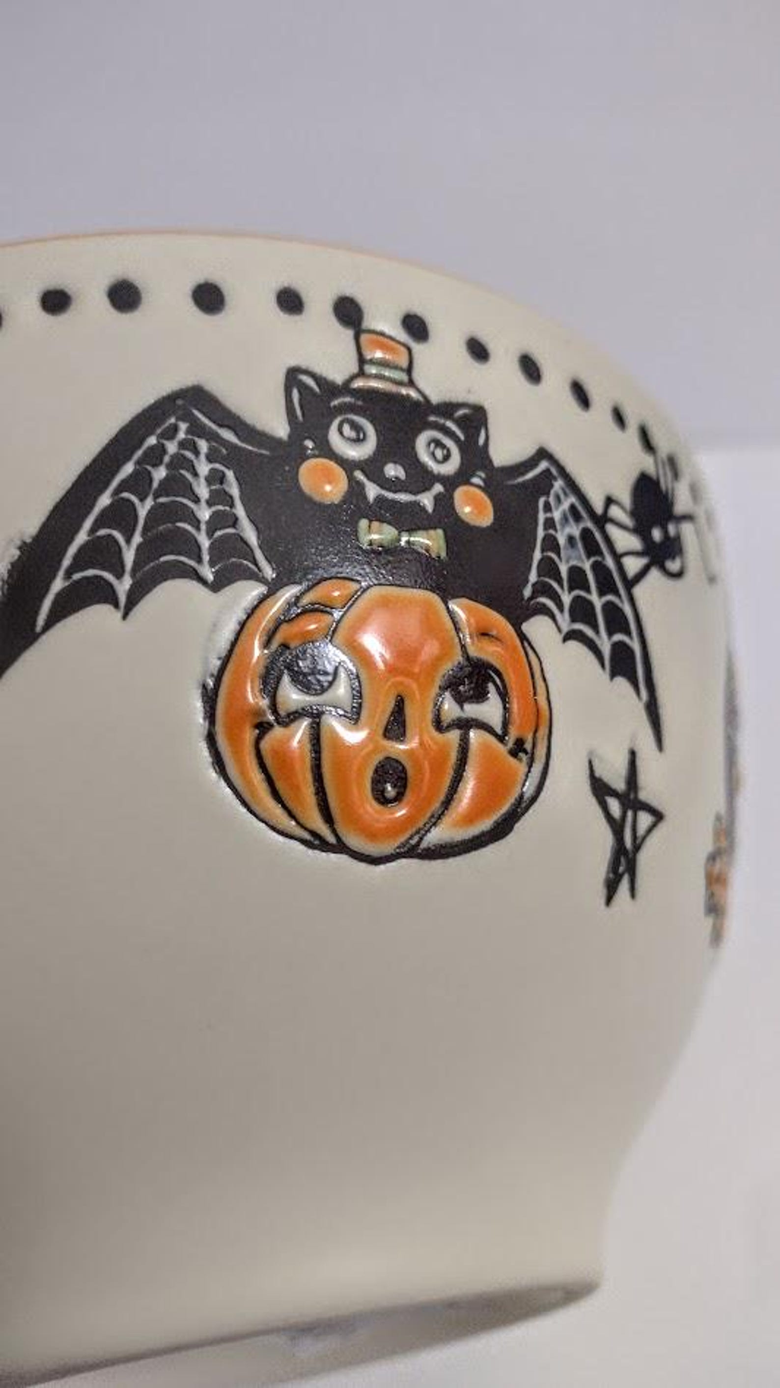 One Bowl HALLOWEEN BOO Pumpkin Cat Bat Spiders Webs Cereal Oatmeal ...