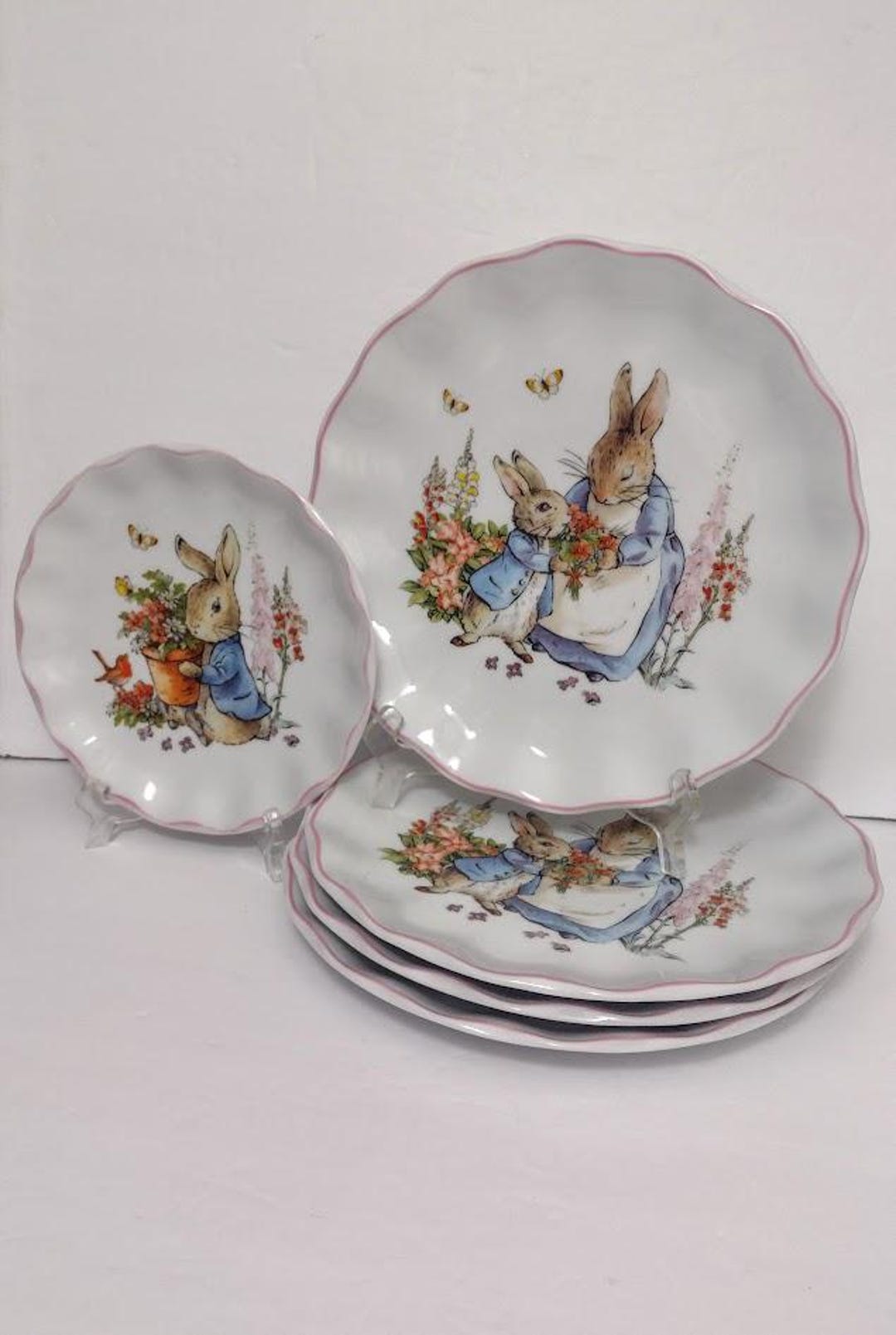 ONE Plate Beatrix Potter PETER RABBIT Little Gardener Bunny Easter ...