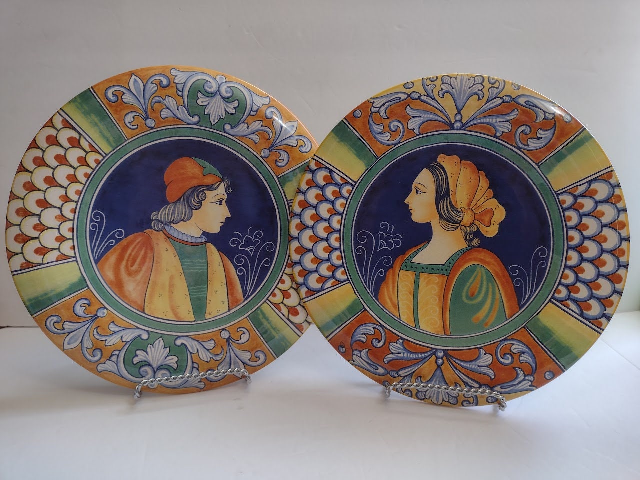 One Plate Vintage Deruta Pottery Renaissance Portrait MAN or WOMAN dip ...
