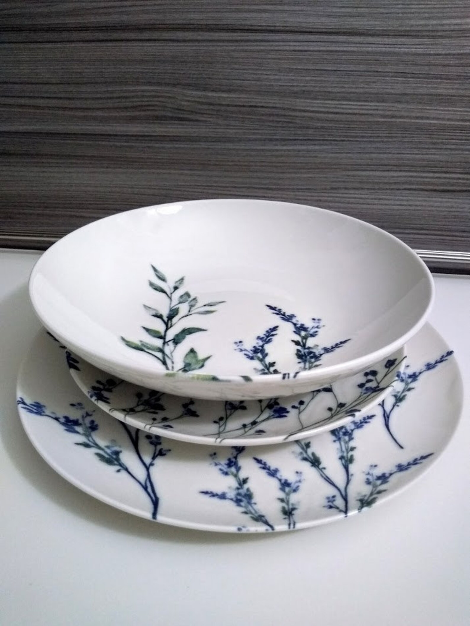 One Plate+napkin Intesa Home Blue Embossed WILDFLOWERS Dinner Plate 10. ...