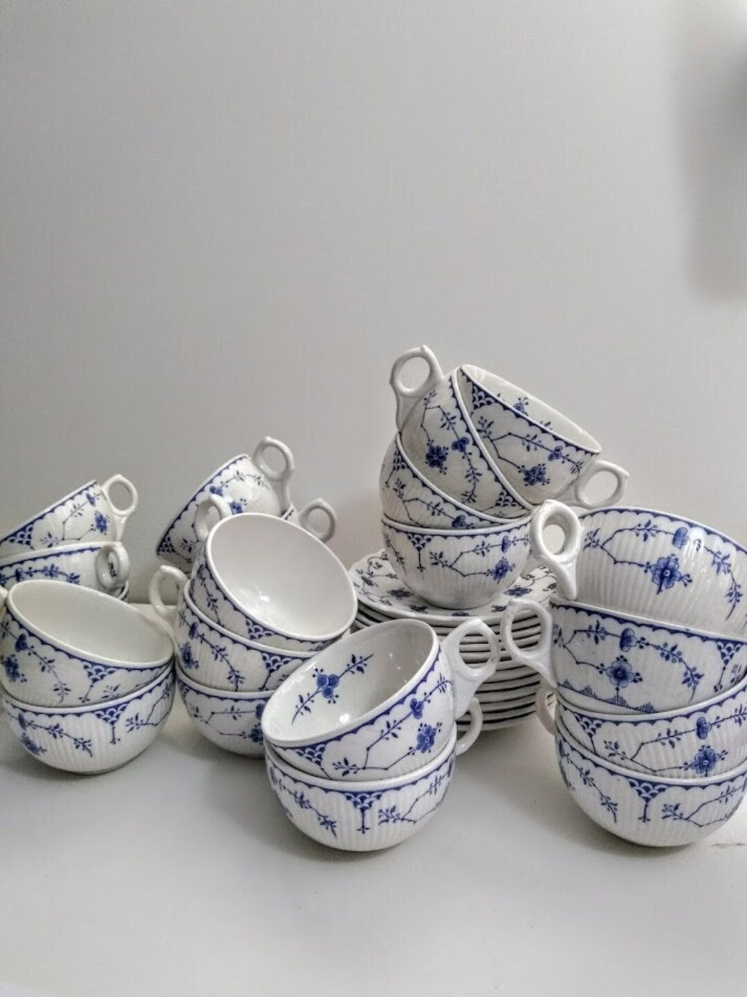 FURNIVALS Denmark Limited England Blue White Tea Coffee Cup Saucer ONE ...