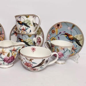 ONE Mug Spring Summer Grace Teaware Birds Flowers Mug Cup Saucer Set ...