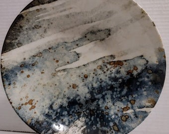 ONE Plate Aquarelle Ocean Beach Shore Embossed Intesa Home DINNER Plate ...