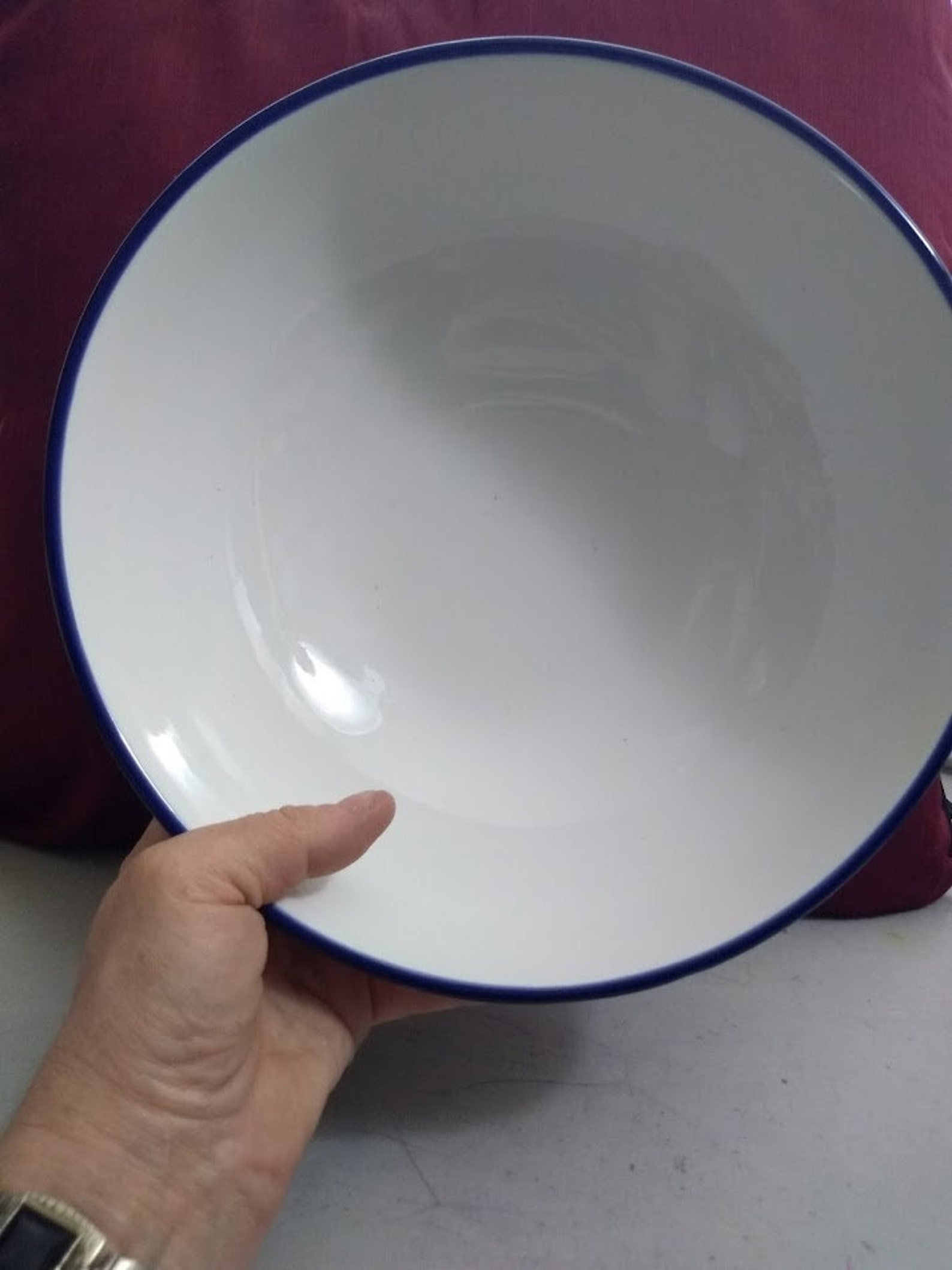 ANFORA Puebla Blue Scrolls Hand Painted PASTA SALAD Serving Bowl 10 by ...