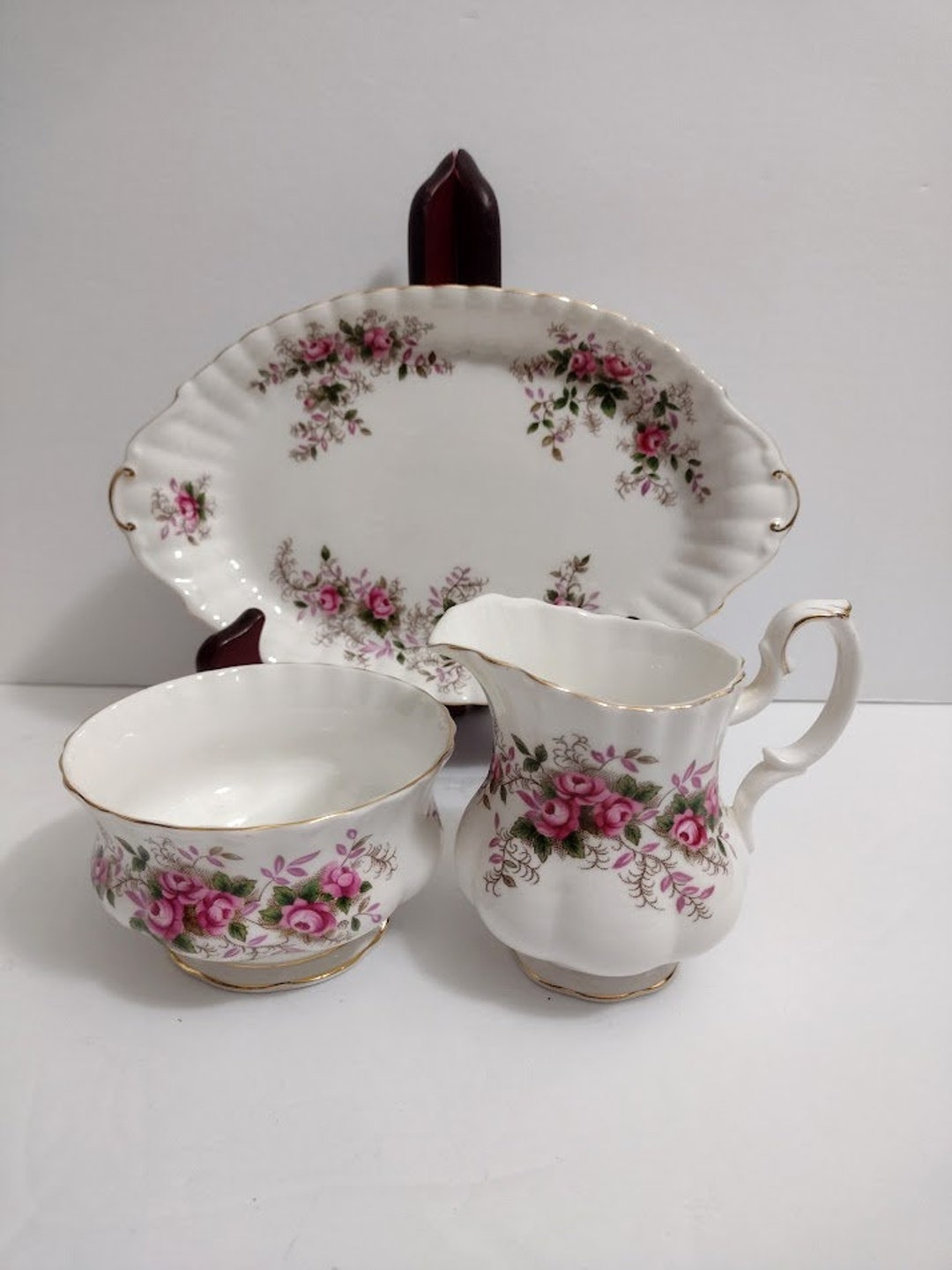 ROYAL ALBERT Lavender Rose Serving Oval Plate Platter Tray 8.5" X 5.25 ...