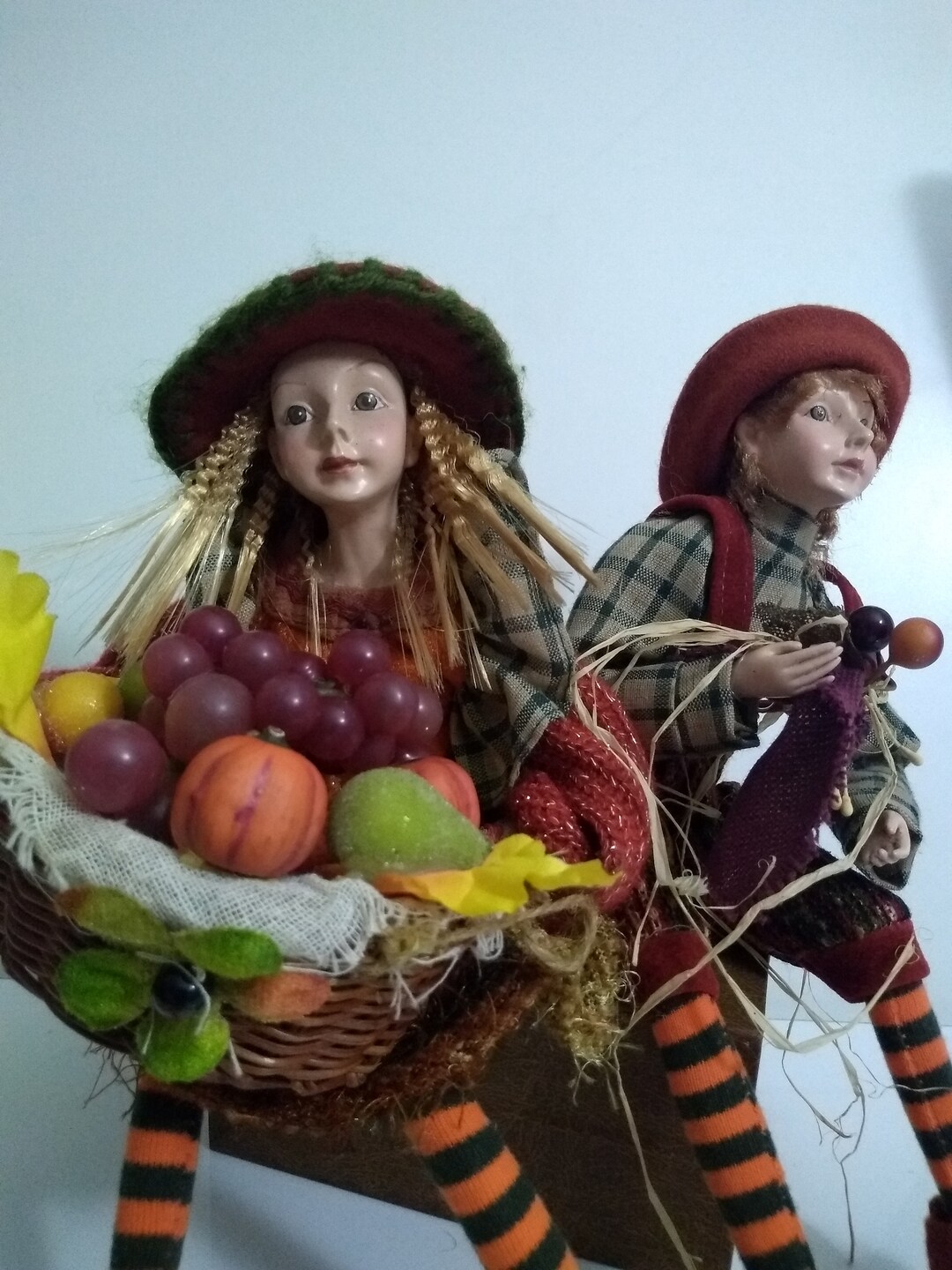 Vintage Windward Thanksgiving Halloween Autumn Girl and Boy Figurines ...